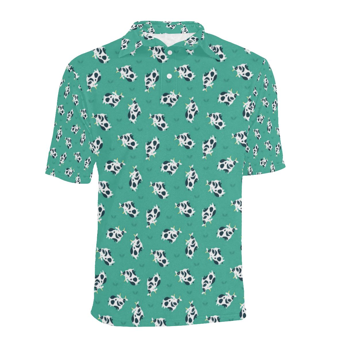 Cow Pattern Print Design 03 Men Polo Shirt - Bluefink