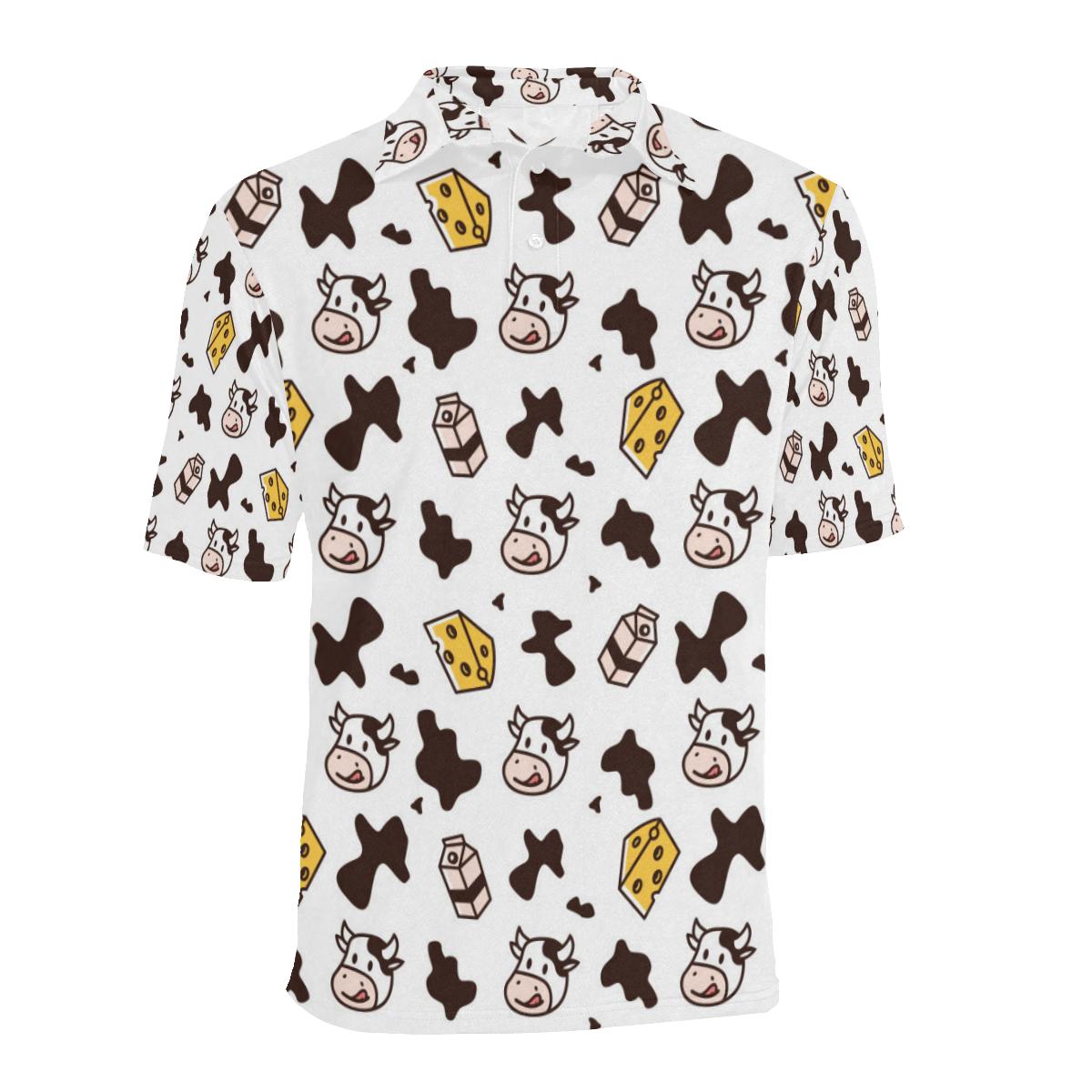 Cow Pattern Print Design 06 Men Polo Shirt - Bluefink