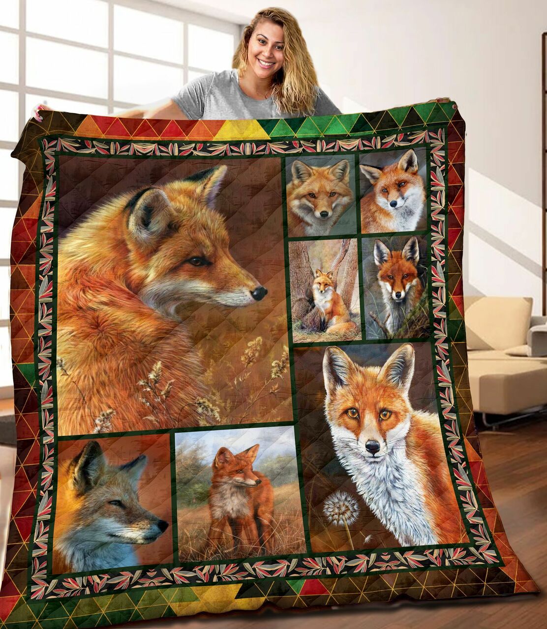Create a Unique Fox Quilt Bedding Set for Your Bedroom Decor and Picnic ...