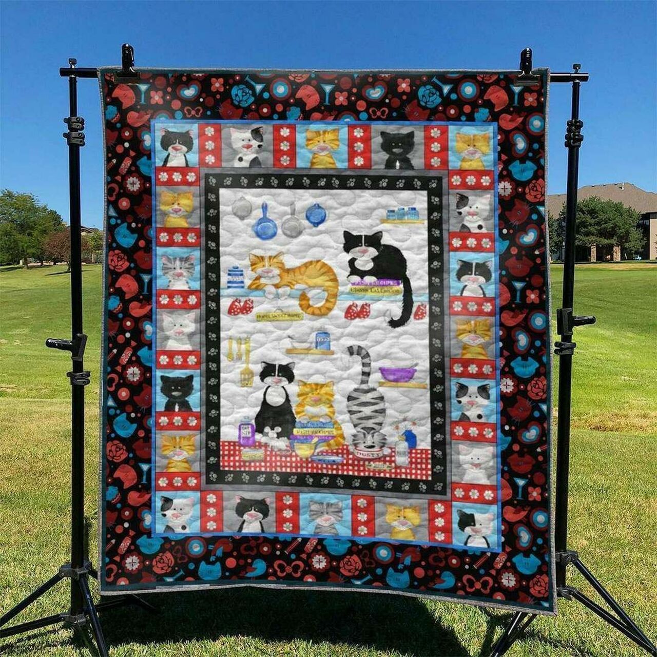 Custom Cat Quilt Bedding Set with Personalized Name for Cozy and Unique ...