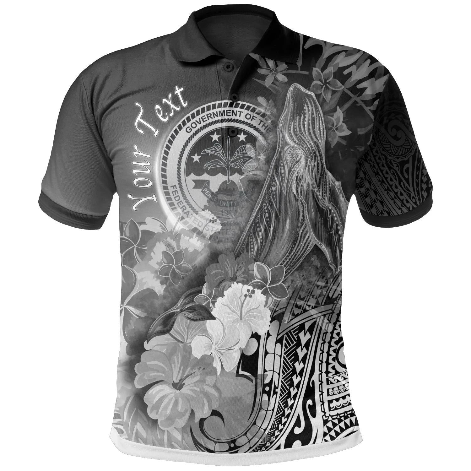 [Custom] Fsm Polo Shirt - Humpback Whale with Tropical Flowers (White ...