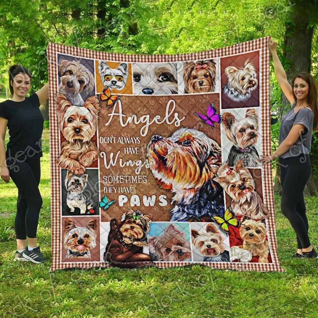 Custom Yorkie Angel Blanket Quilt Bedding Set Perfect for Bedroom Decor ...