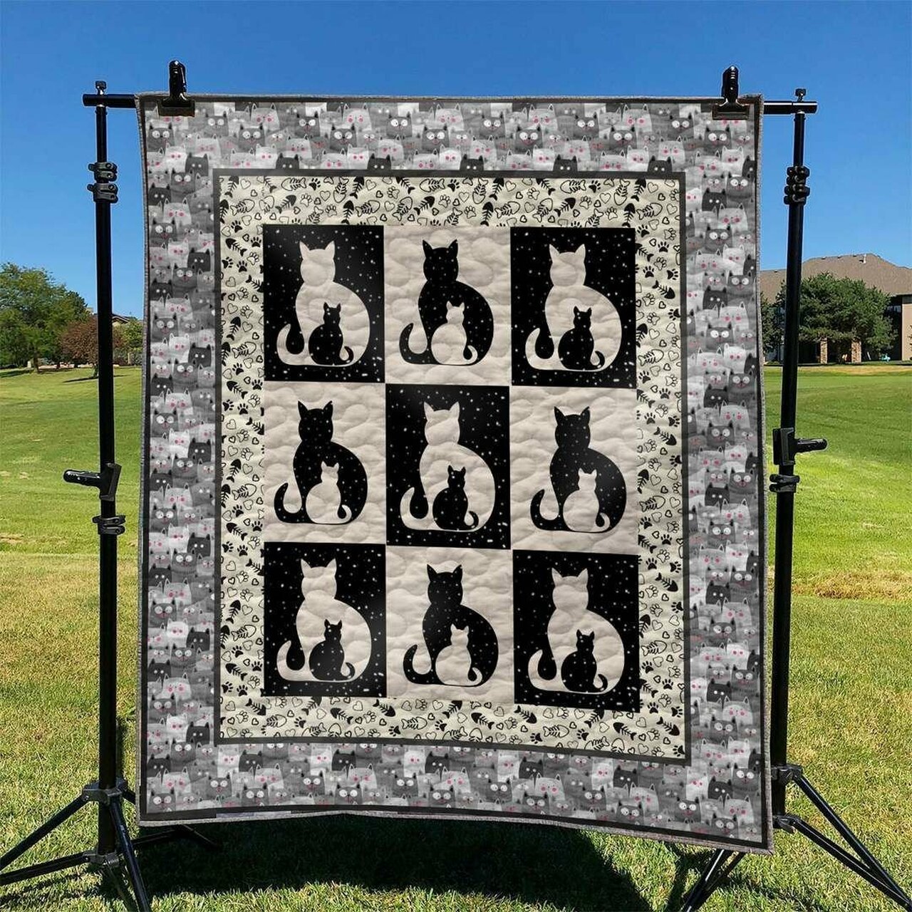 Customized Cat Quilt Bedding Set for Bedroom Decor and Family Gifts ...