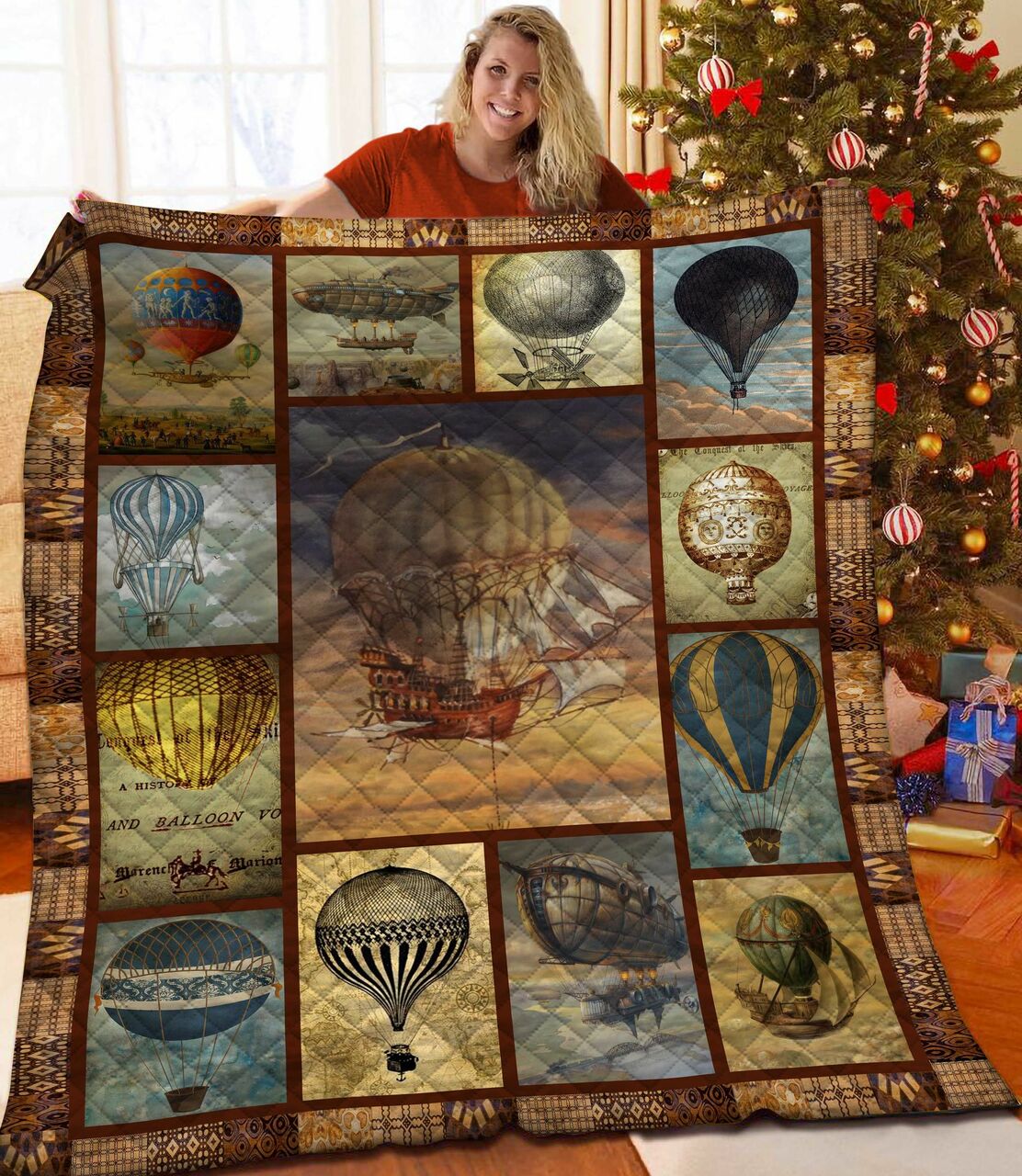 Customized Hot Air Balloon Quilt Bedding Set Blanket for Bedroom ...