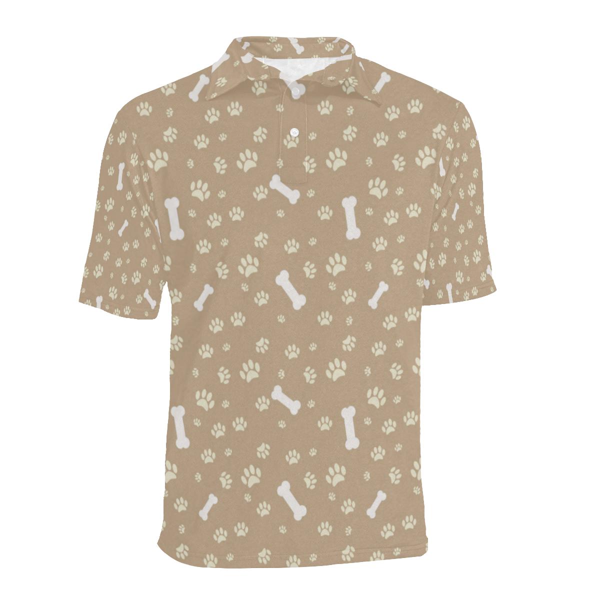 Dog Bone Paw Pattern Print Design 01 Men Polo Shirt - Bluefink