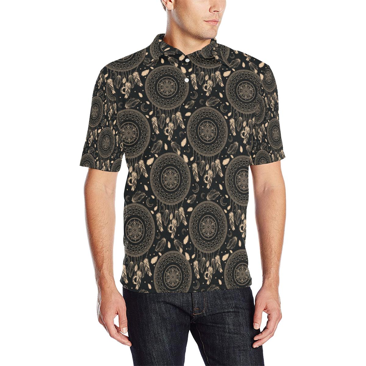 Dream Catcher Mandala Boho Moon Men Polo Shirt - Bluefink
