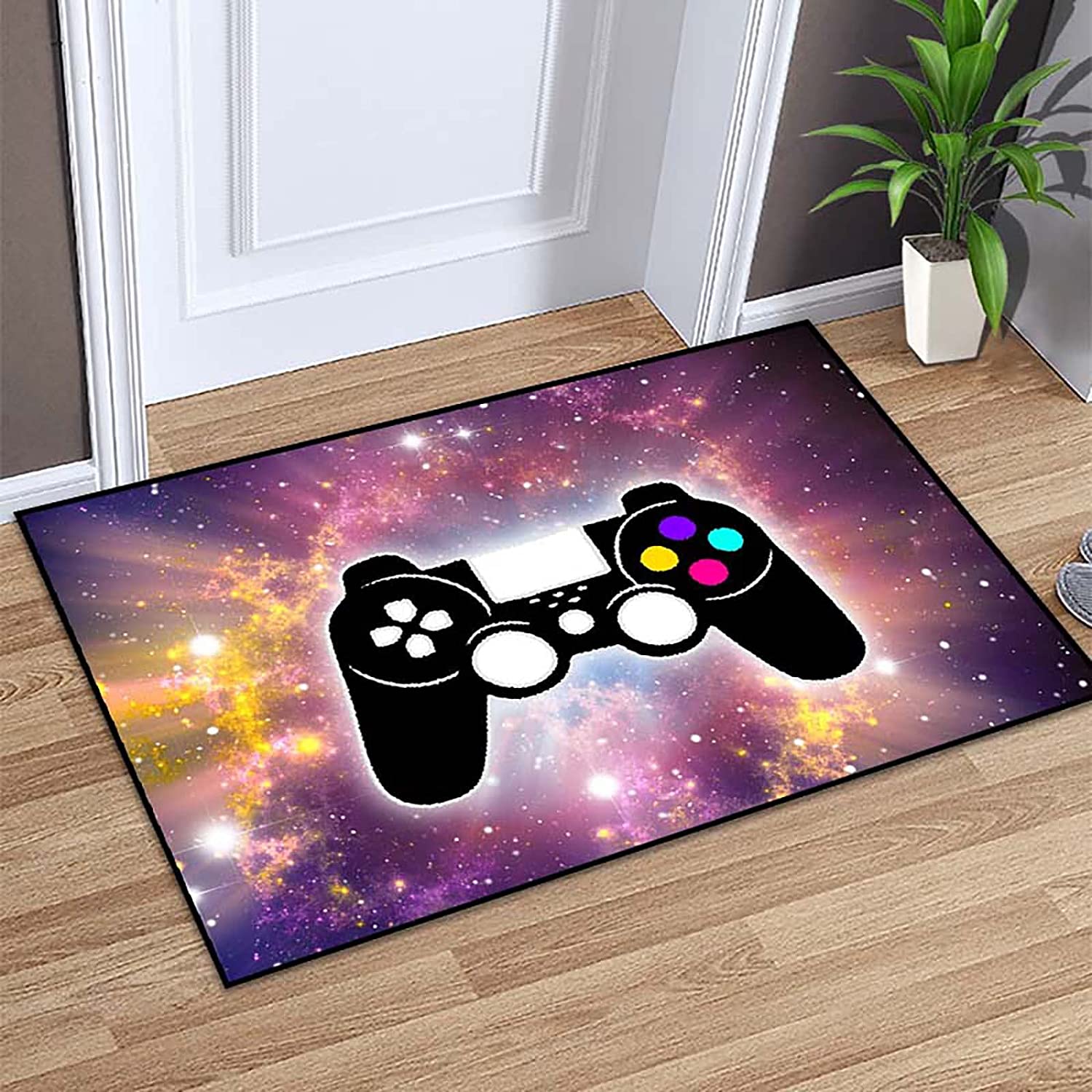 Dreamy Starry Sky Video Game Area Rug: Boys Gamer Theme Carpets with ...