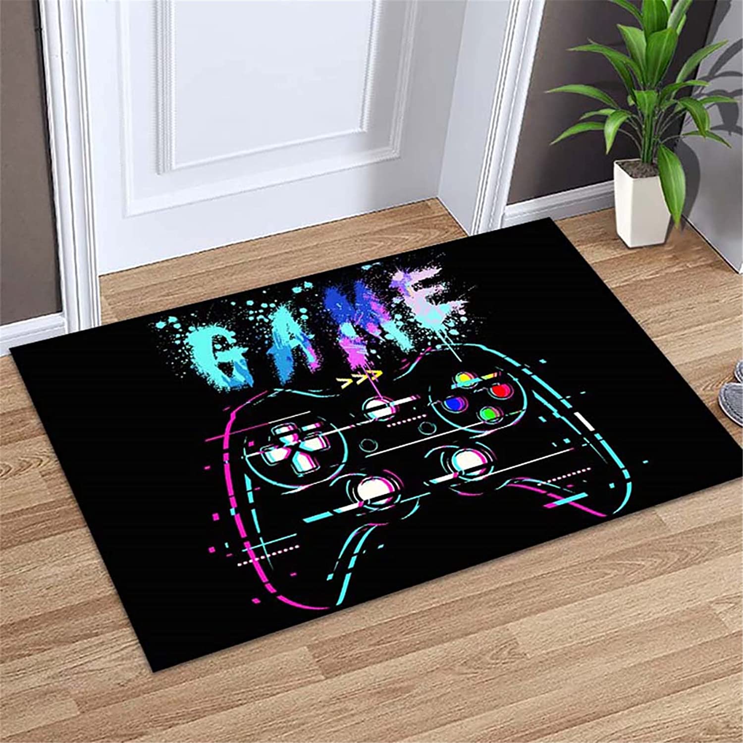Gamer Floor Rugs for Living Room and Kids Bedroom - Black Gaming Art ...