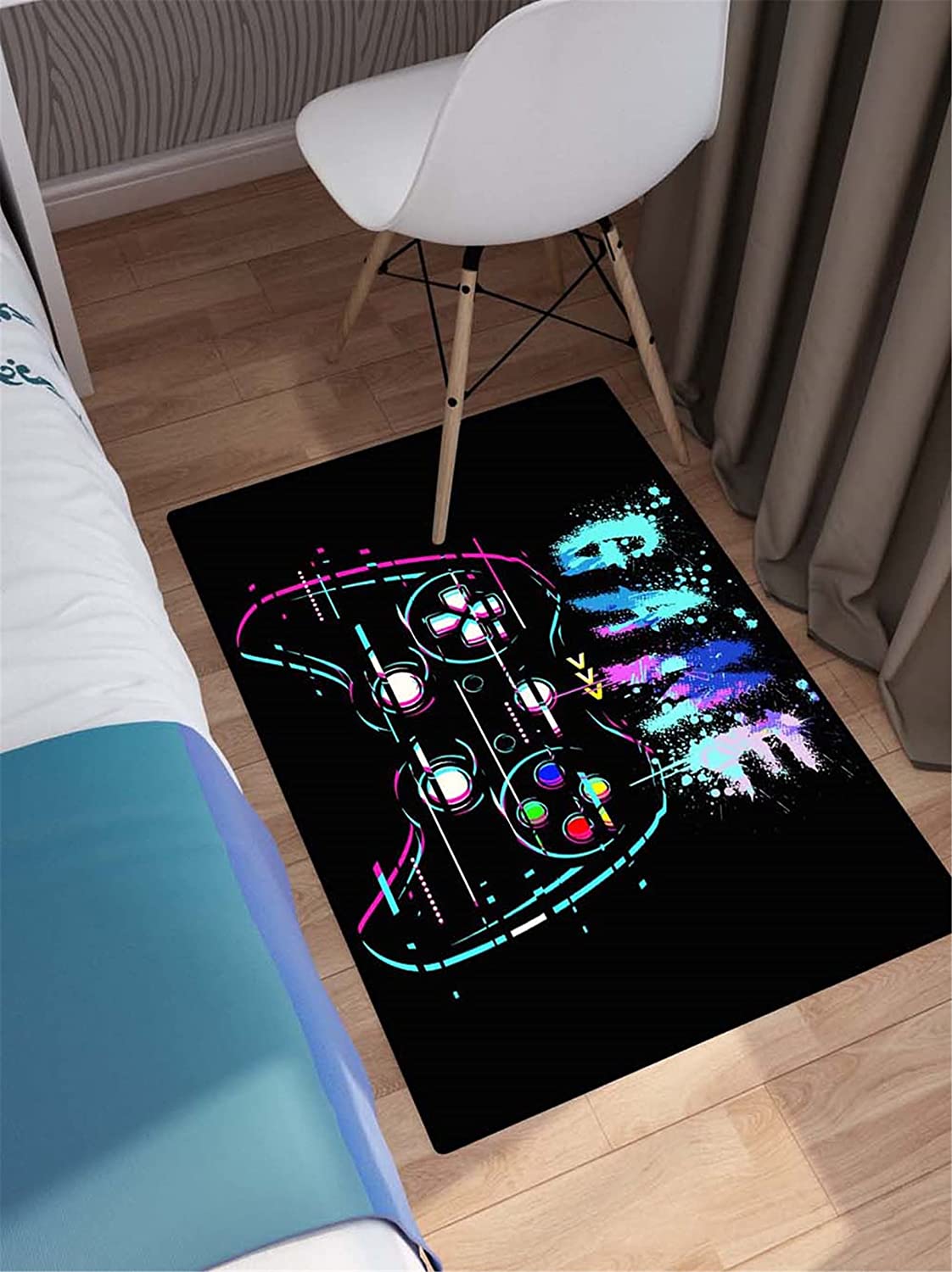 Gamer Floor Rugs for Living Room and Kids Bedroom - Black Gaming Art ...