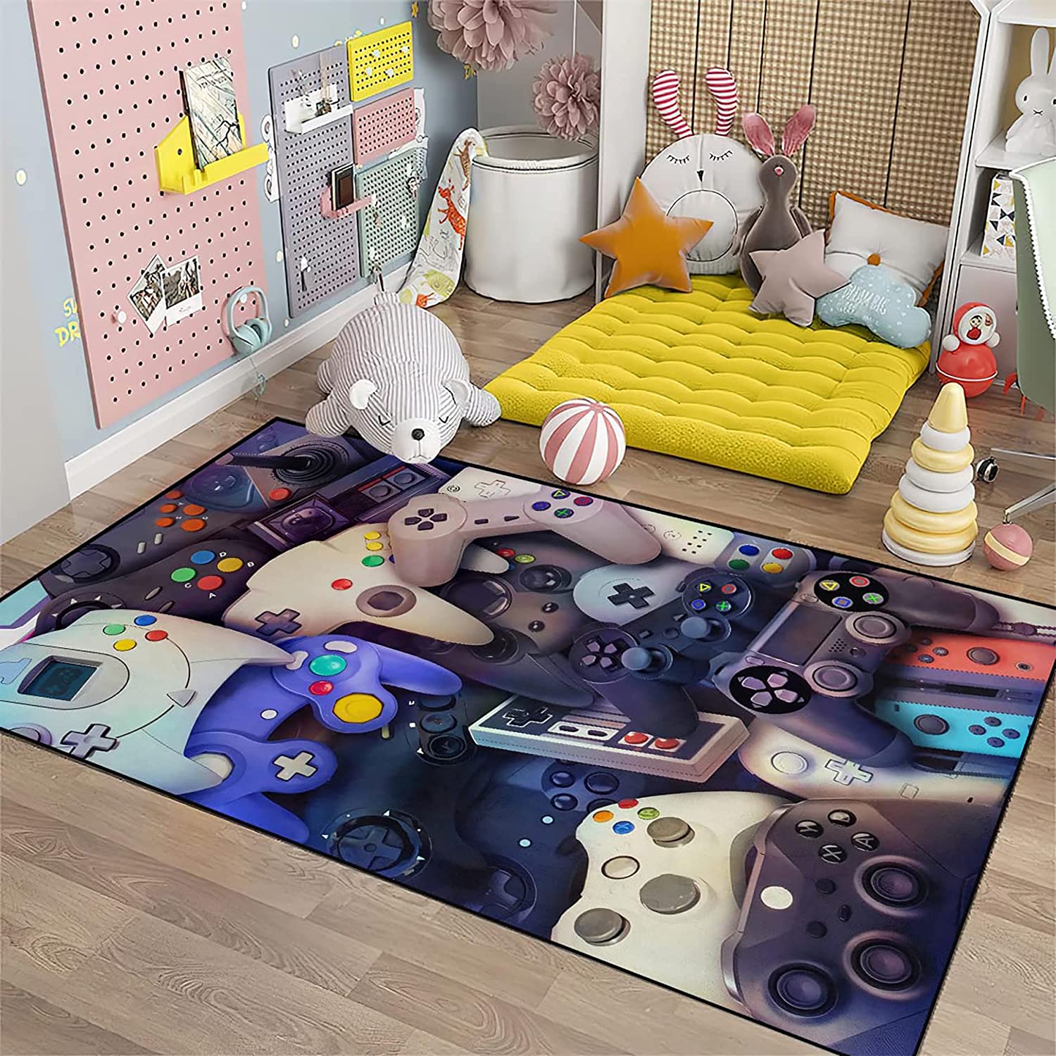 Gaming Rug with Controller Player Video Game for Bedroom and Living ...