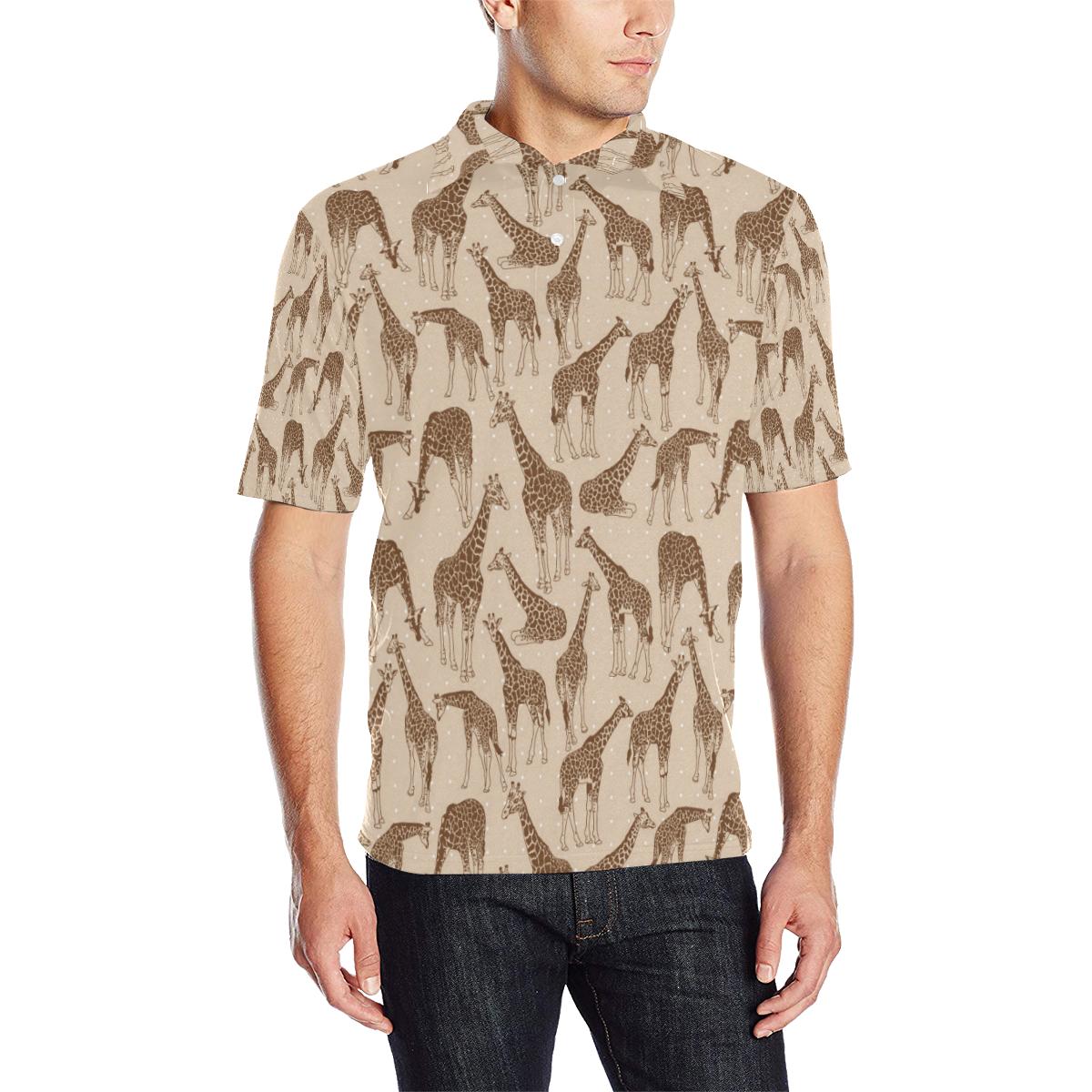 Giraffe Pattern Design Print Men Polo Shirt - Bluefink