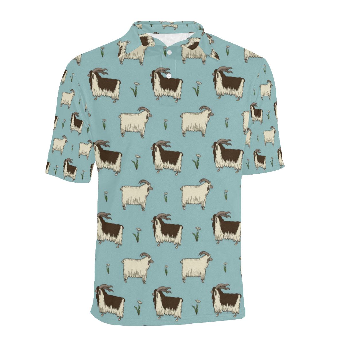Goat Pattern Print Design 02 Men Polo Shirt - Bluefink