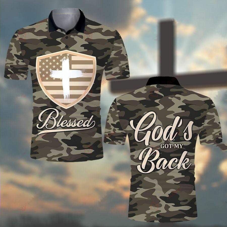 God's Got My Back Polo Shirt - Bluefink