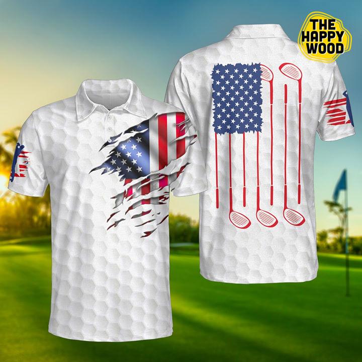 Golf American Flag Independence Day July 4Th Polo Shirt - Bluefink