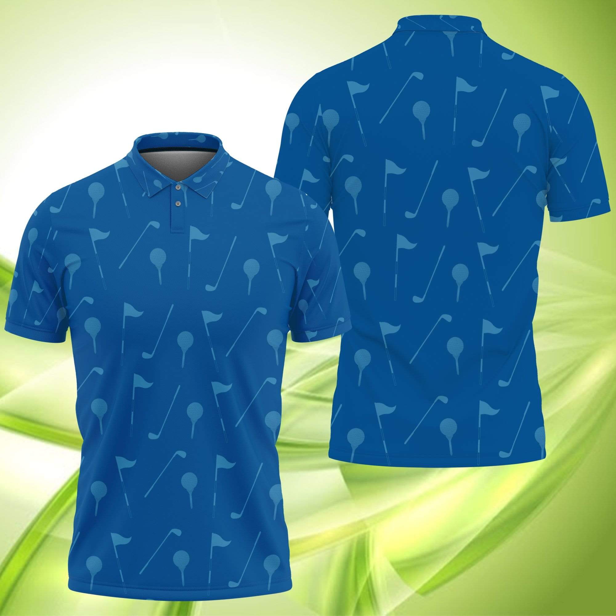 Golf Pattern Blue Polo Shirt - Bluefink