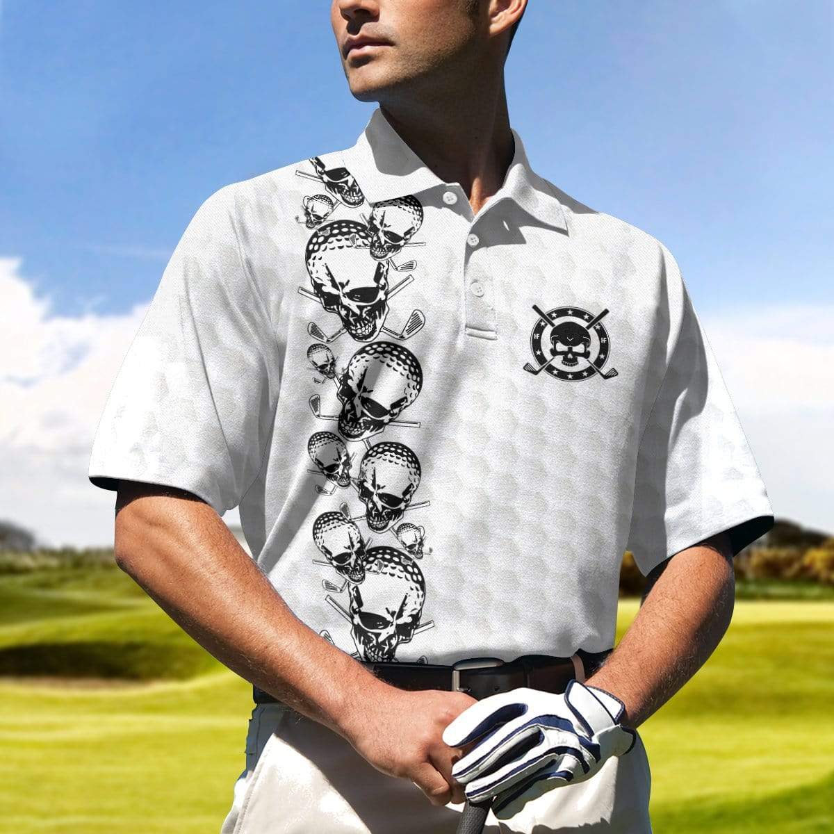 Golfing Skeleton Polo Shirt - Bluefink
