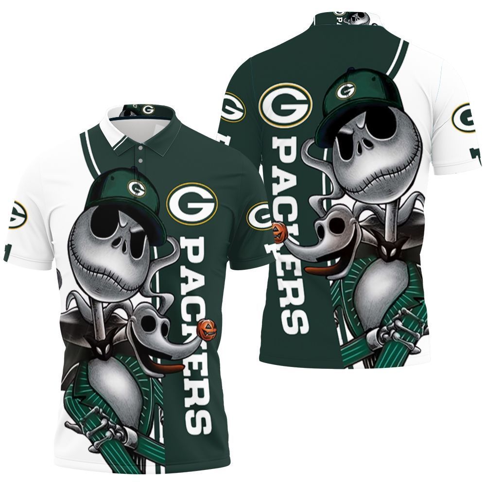 Green Bay Packers Jack Skellington And Zero Polo Shirt - Bluefink