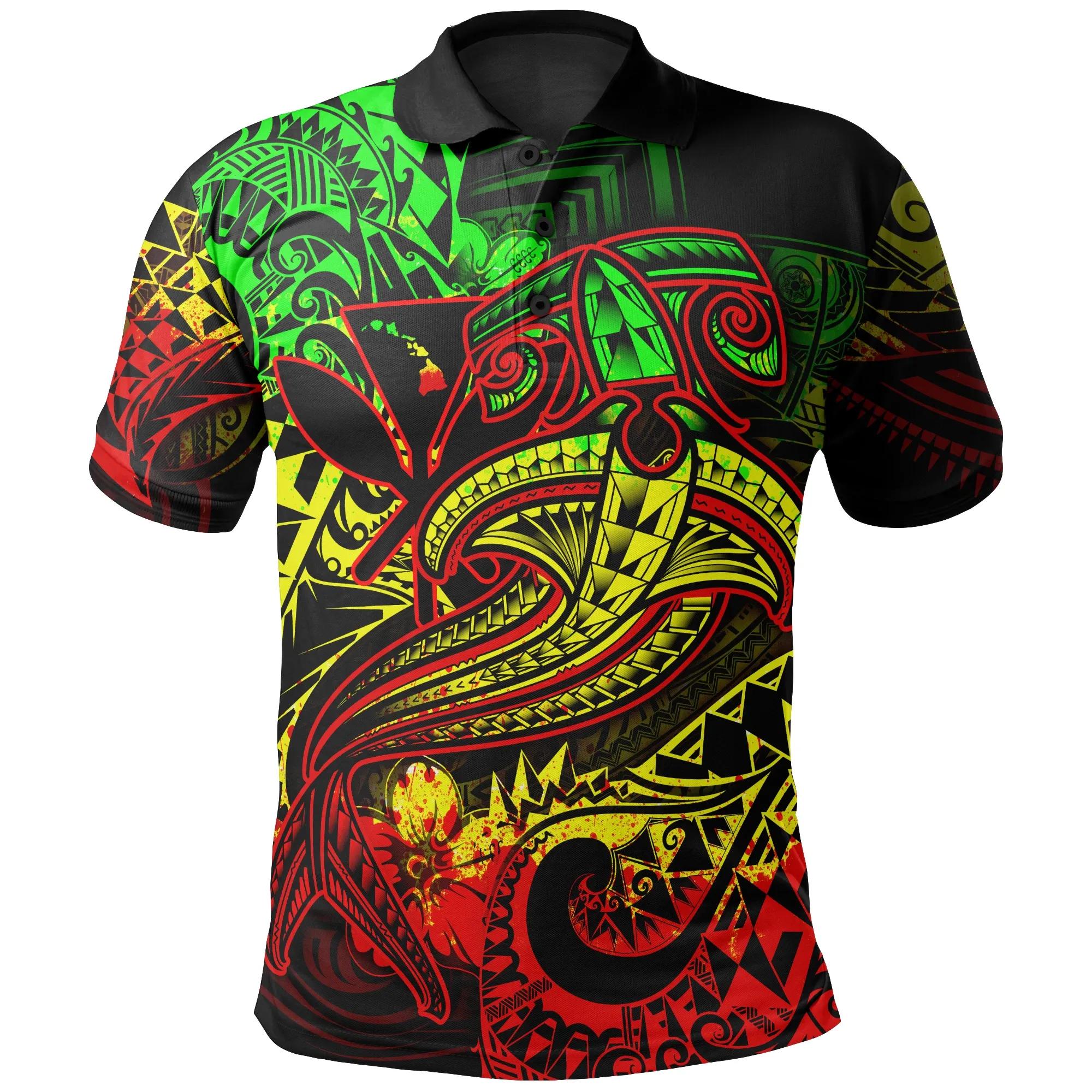 Hawaii Polynesian Polo Shirt - Kanaka Maoli Reggae Shark Polynesian ...