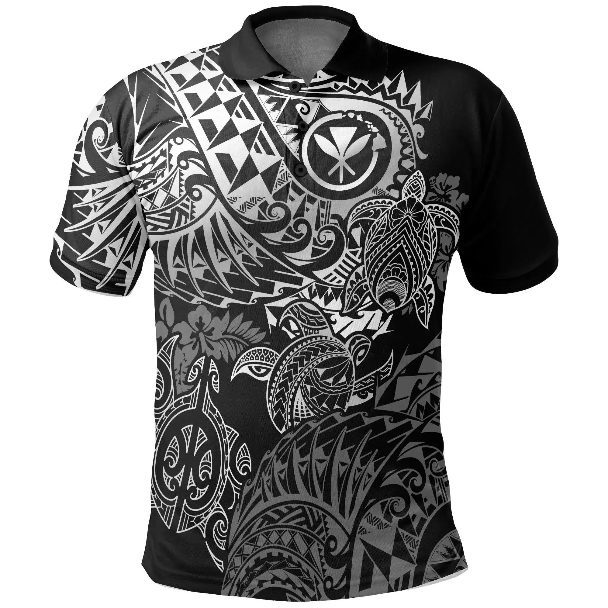 Hawaii Turtle Polo Shirt, Polynesian Tattoo Golf Shirt Gift - Bluefink