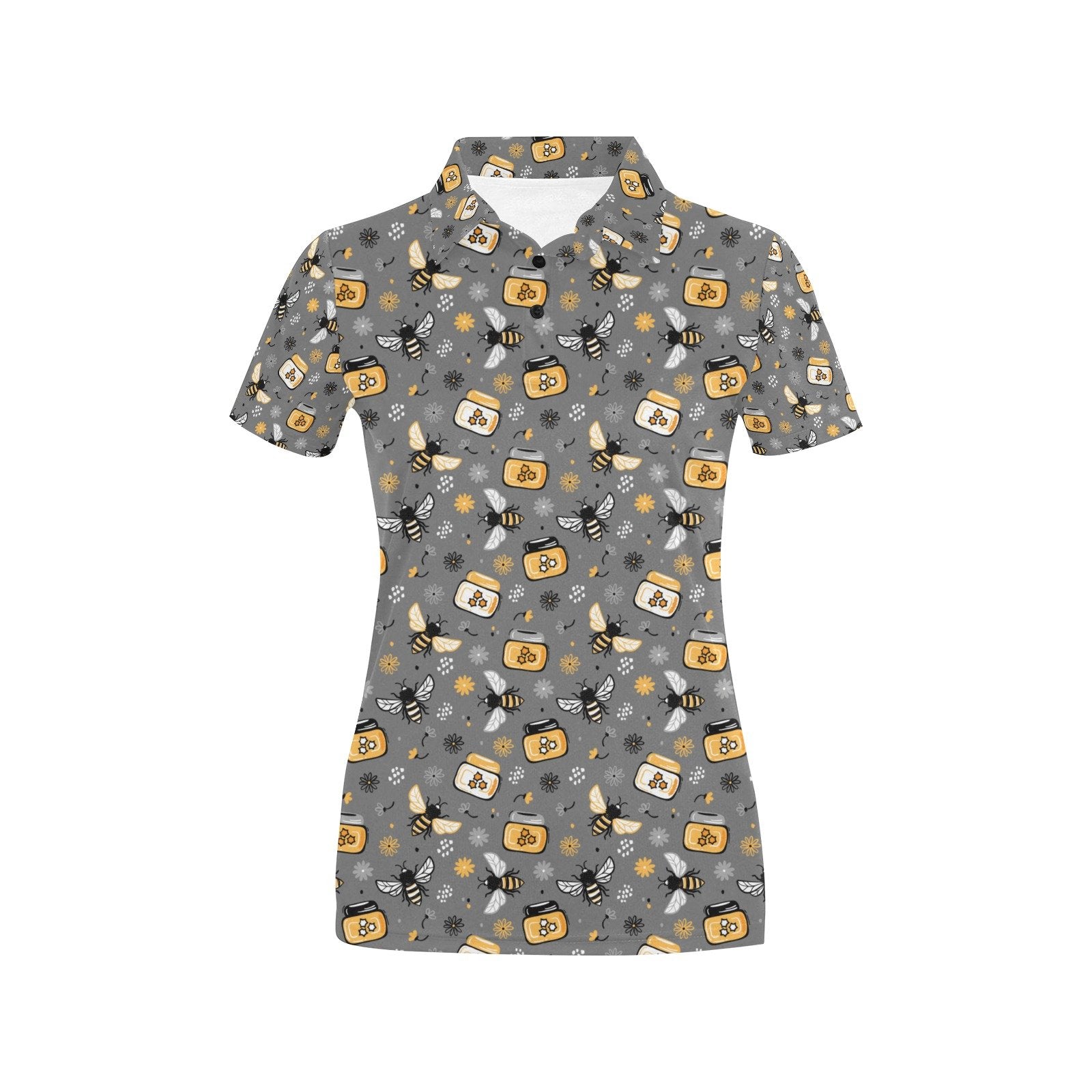 Honey Bee Print Design Women's Polo Shirt Gift - Bluefink