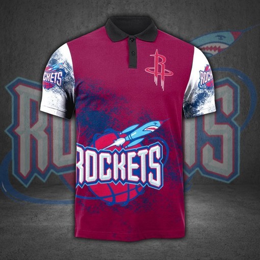 Houston Rockets 3D Polo Shirt - Bluefink