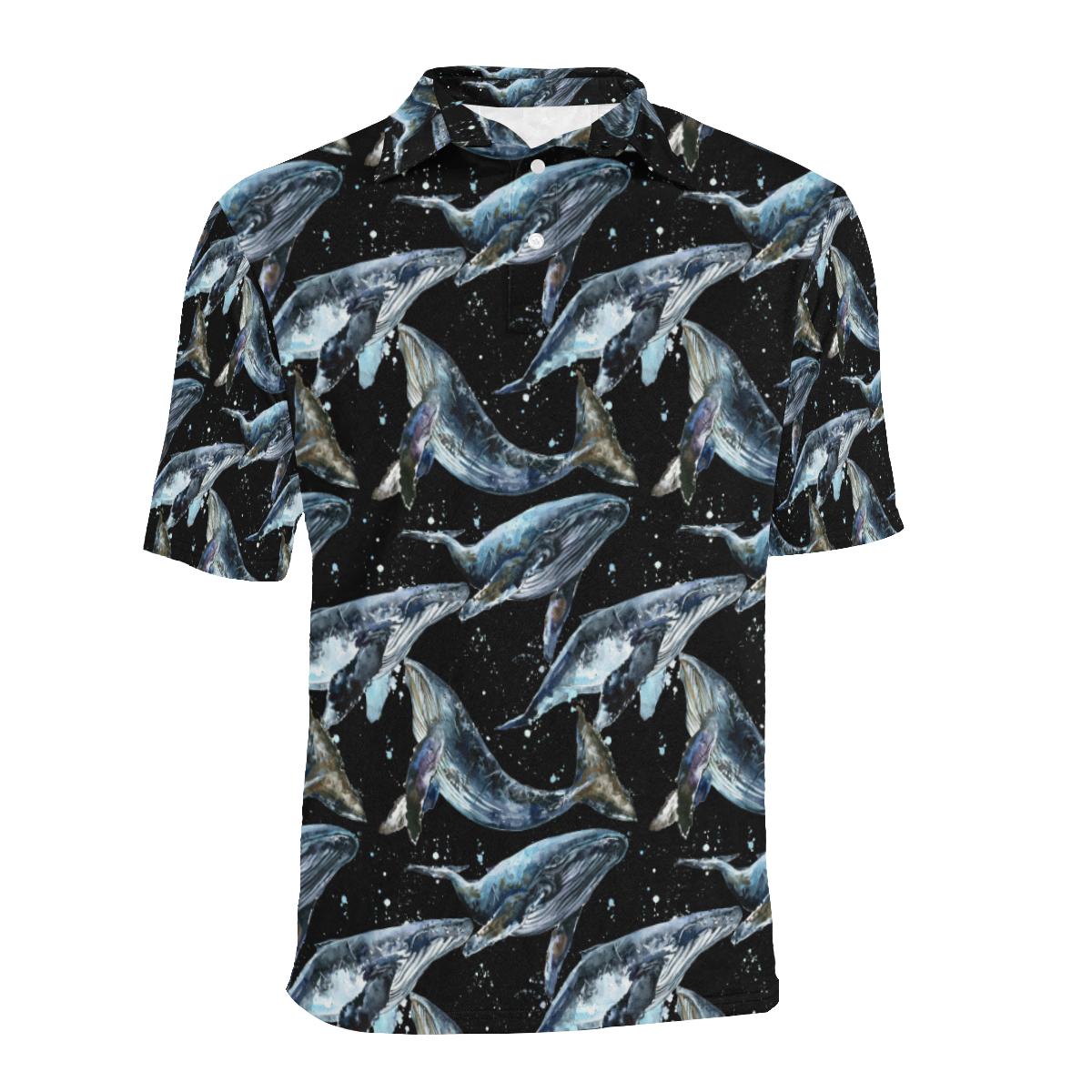 Humpback Whale Pattern Print Design 01 Men Polo Shirt - Bluefink