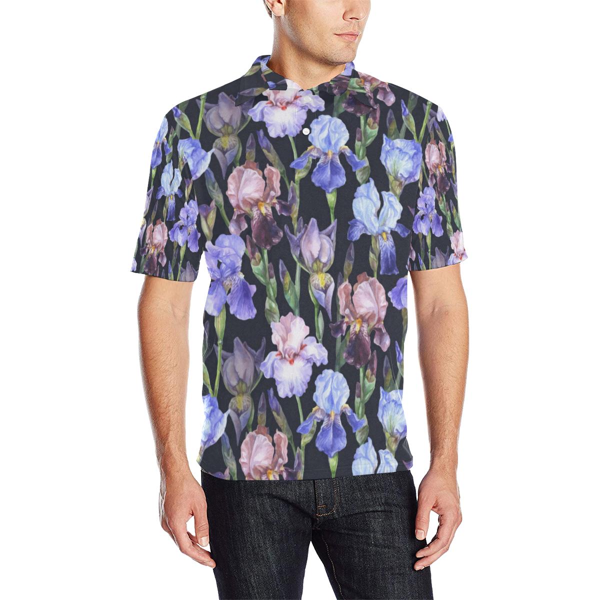 Iris Pattern Print Design Ir04 Men Polo Shirt - Bluefink