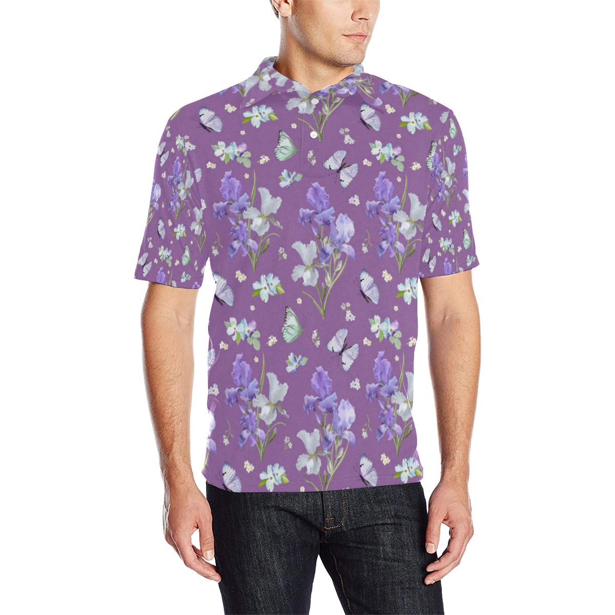 Iris Pattern Print Design Ir09 Men Polo Shirt - Bluefink