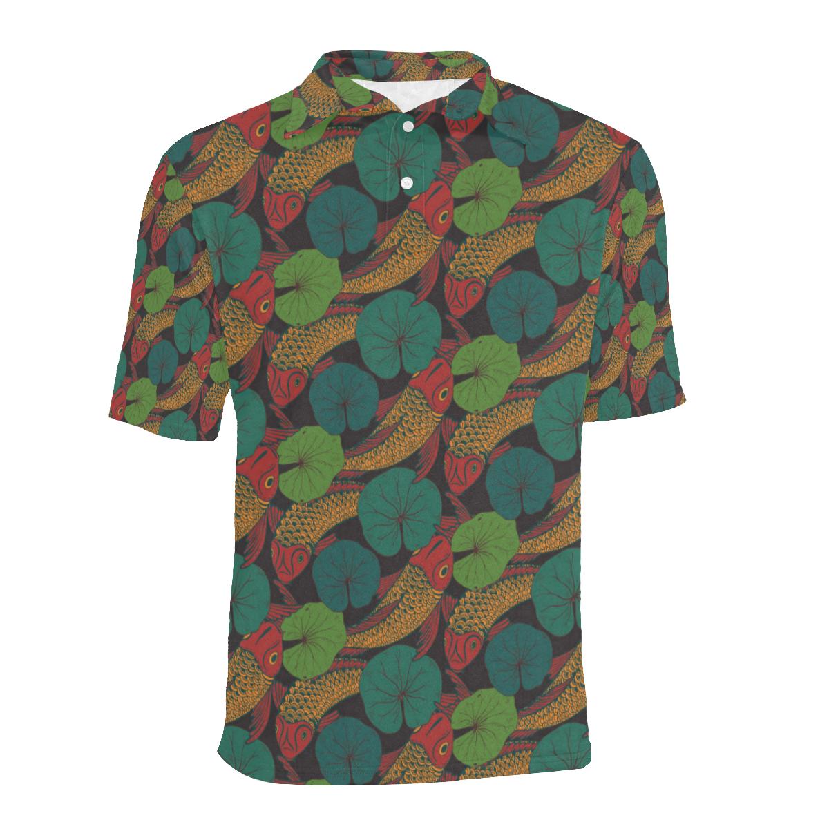 Koi Fish Pattern Print Design 01 Men Polo Shirt - Bluefink