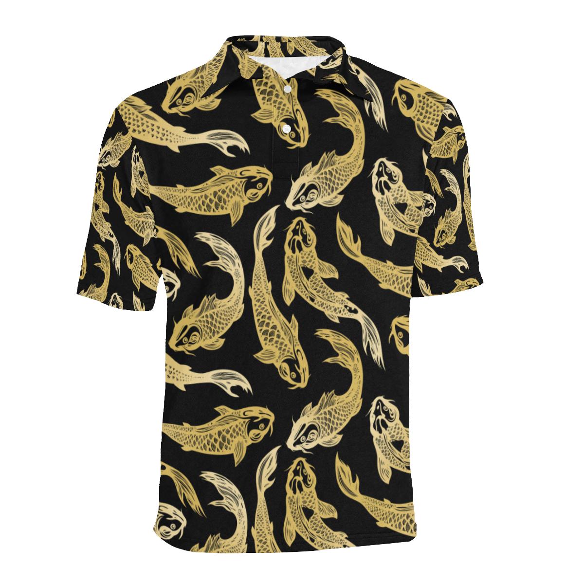 Koi Fish Pattern Print Design 03 Men Polo Shirt - Bluefink