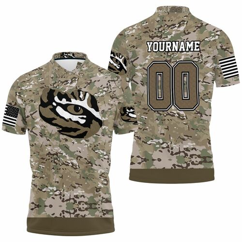 Lsu Tigers Camo Pattern 3D Polo Shirt - Bluefink