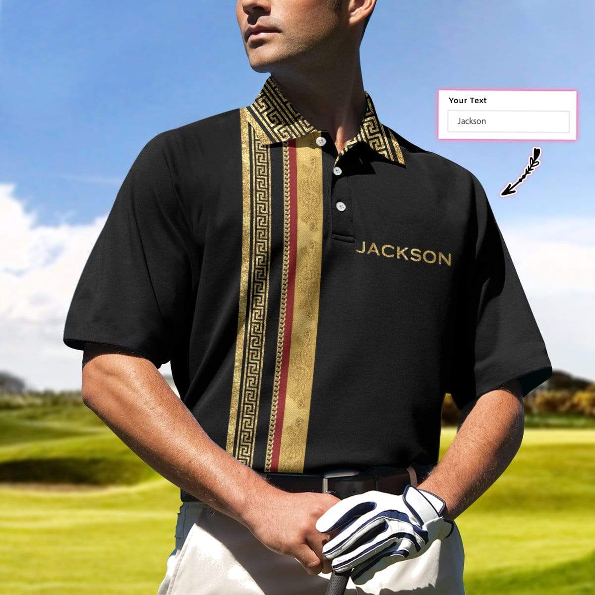 Luxury Baroque Pattern Golf Polo Shirt - Bluefink