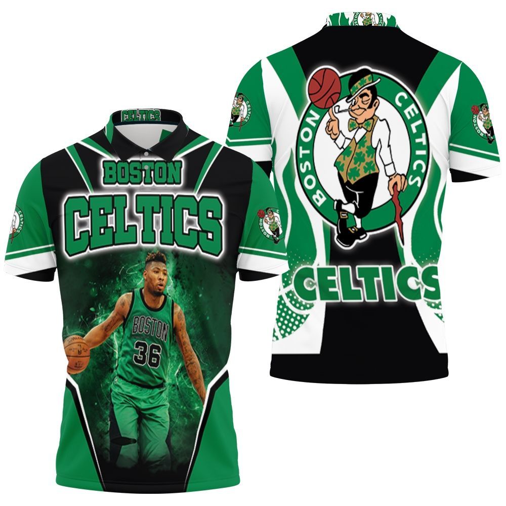 Marcus Smart 36 Boston Celtics Wallpapers Polo Shirt - Bluefink