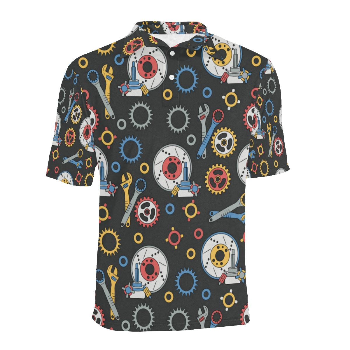 Mechanic Pattern Print Design 01 Men Polo Shirt - Bluefink