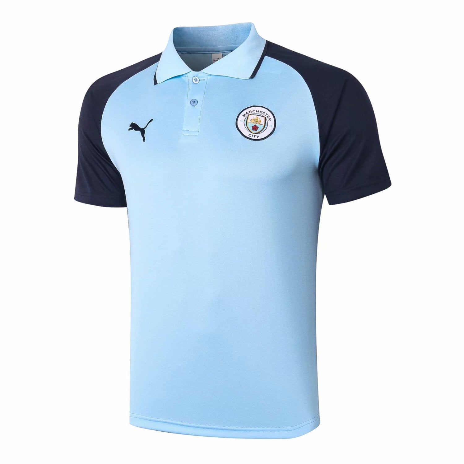 Mens Manchester City Polo Shirt Light Blue 2020/21 - Bluefink