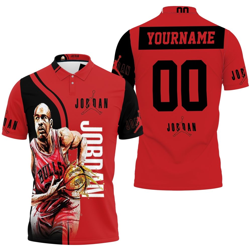 Michael Jordan 23 Chicago Bulls Running Polo Shirt - Bluefink