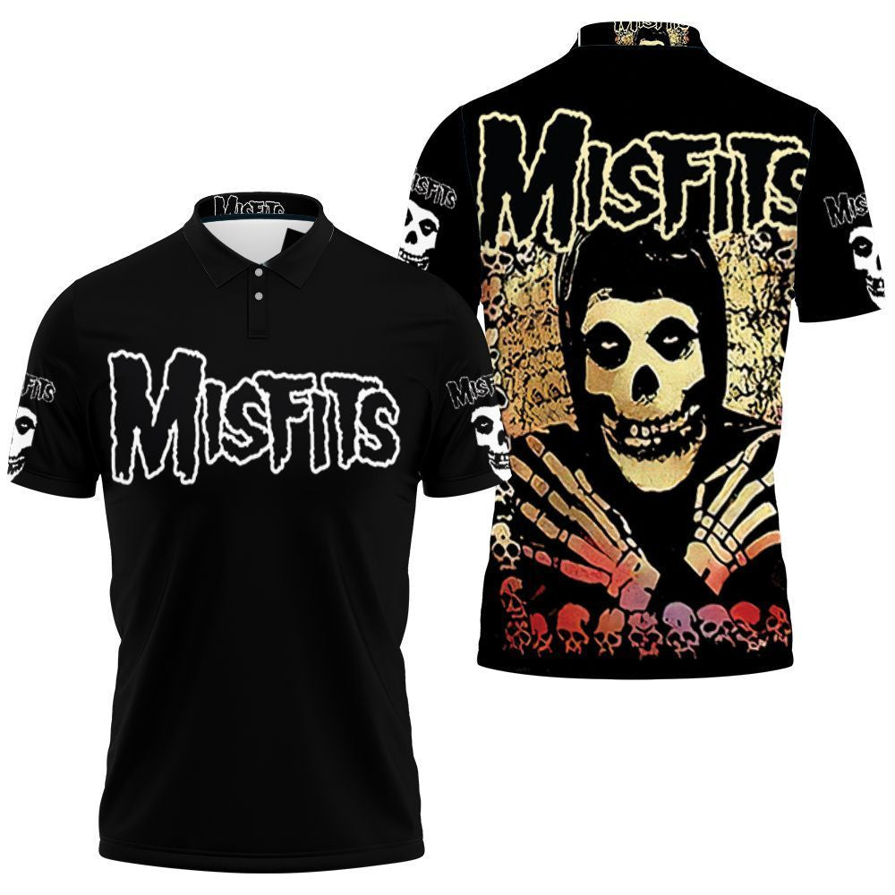 Misfits Punk Rock Band Skull Skeleton For Fan 3D Polo Shirt - Bluefink