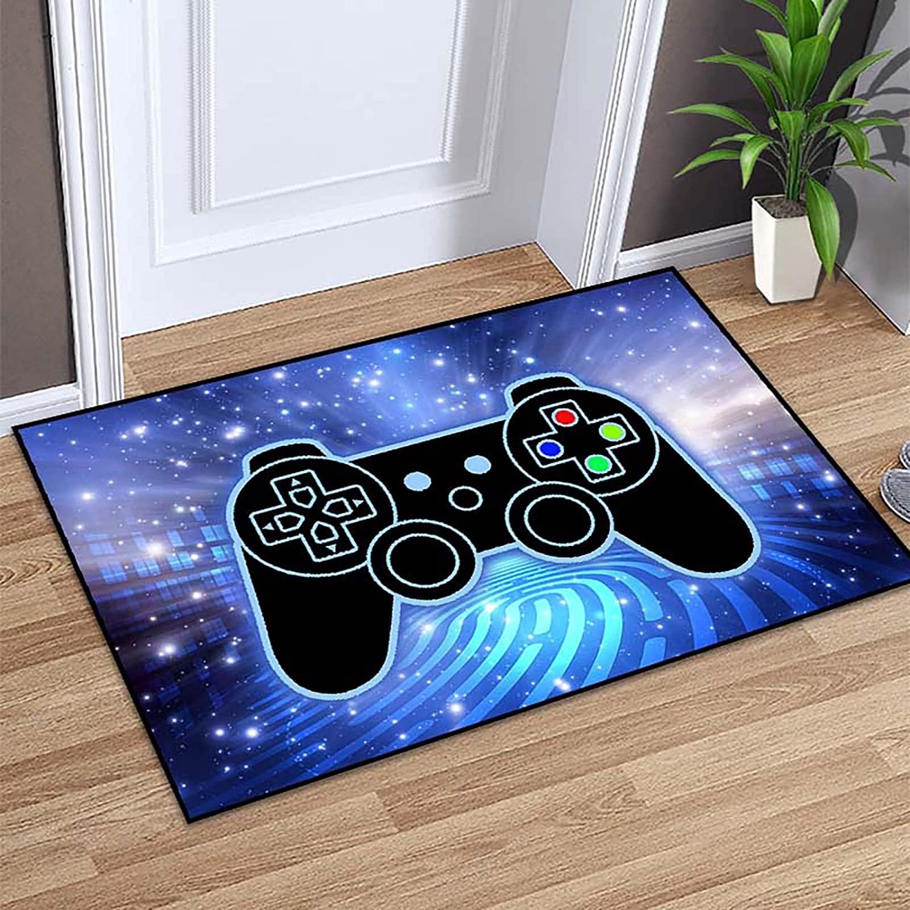 Modern Gaming Room: Future Game Theme Blue Starry Sky Gamepad ...