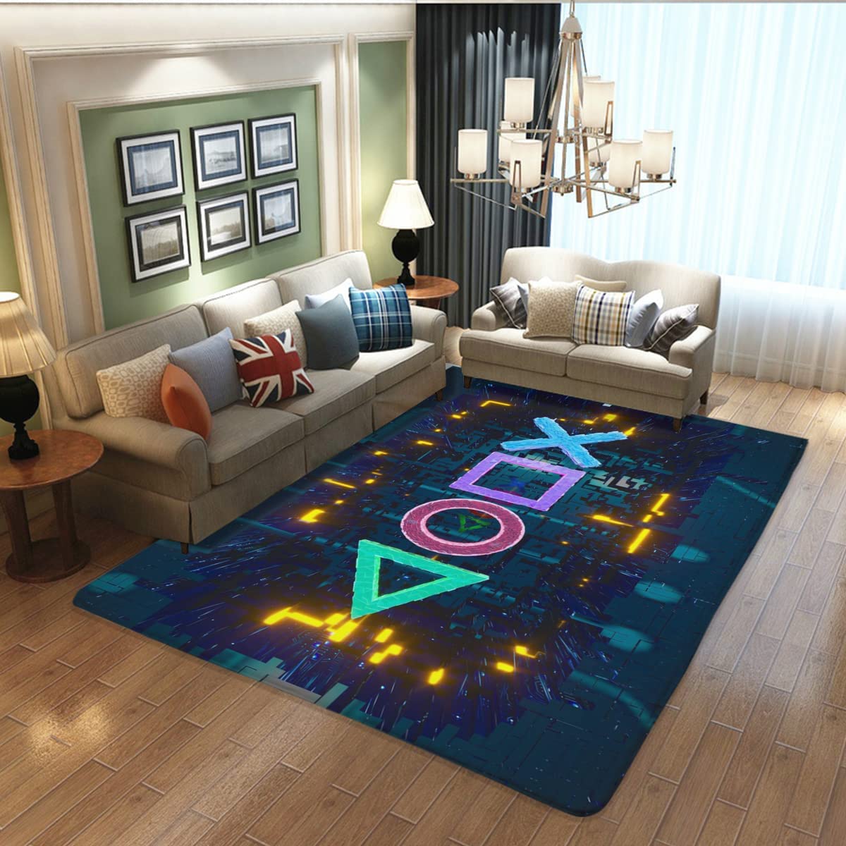 Modern Non-Slip Gaming Rug for Gamer Boys Room with Gamepad and ...
