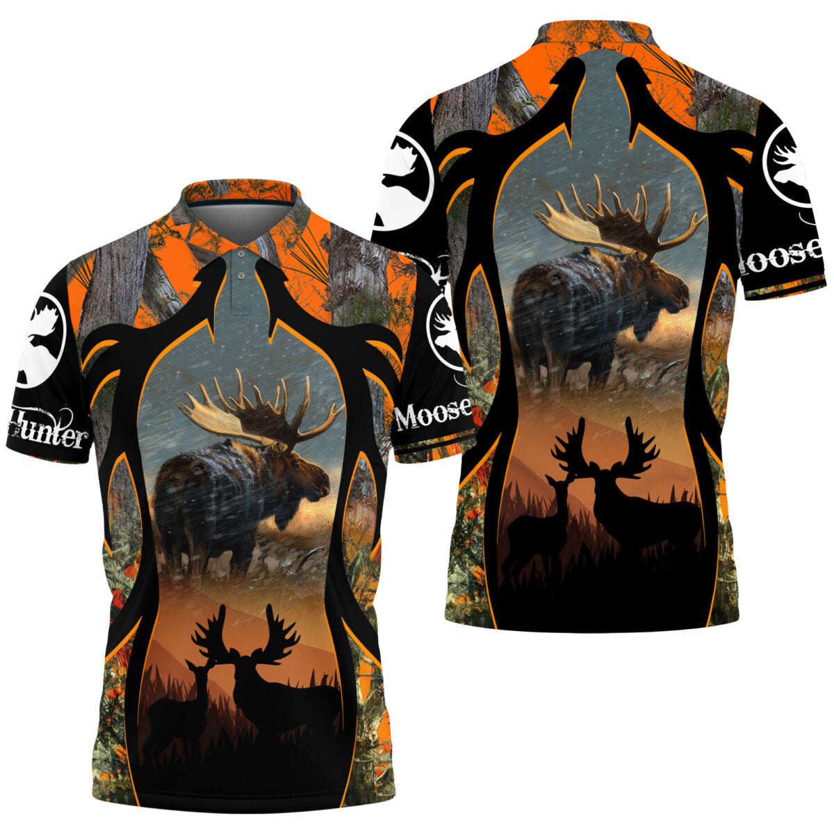 Moose Hunting Camo Polo Shirt - Bluefink