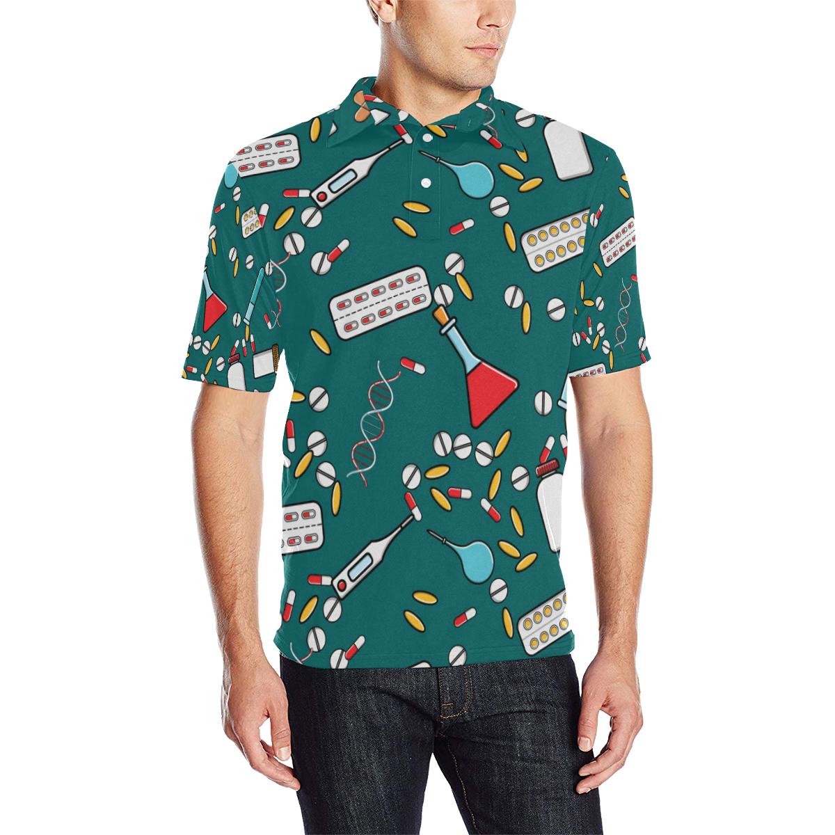 Nurse Pattern Print Design Men Polo Shirt - Bluefink