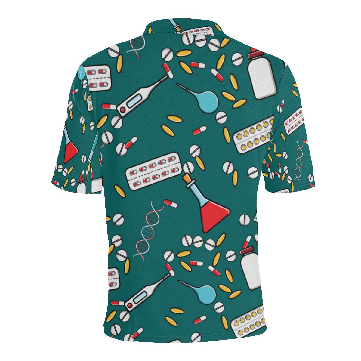 Nurse Pattern Print Design Men Polo Shirt - Bluefink