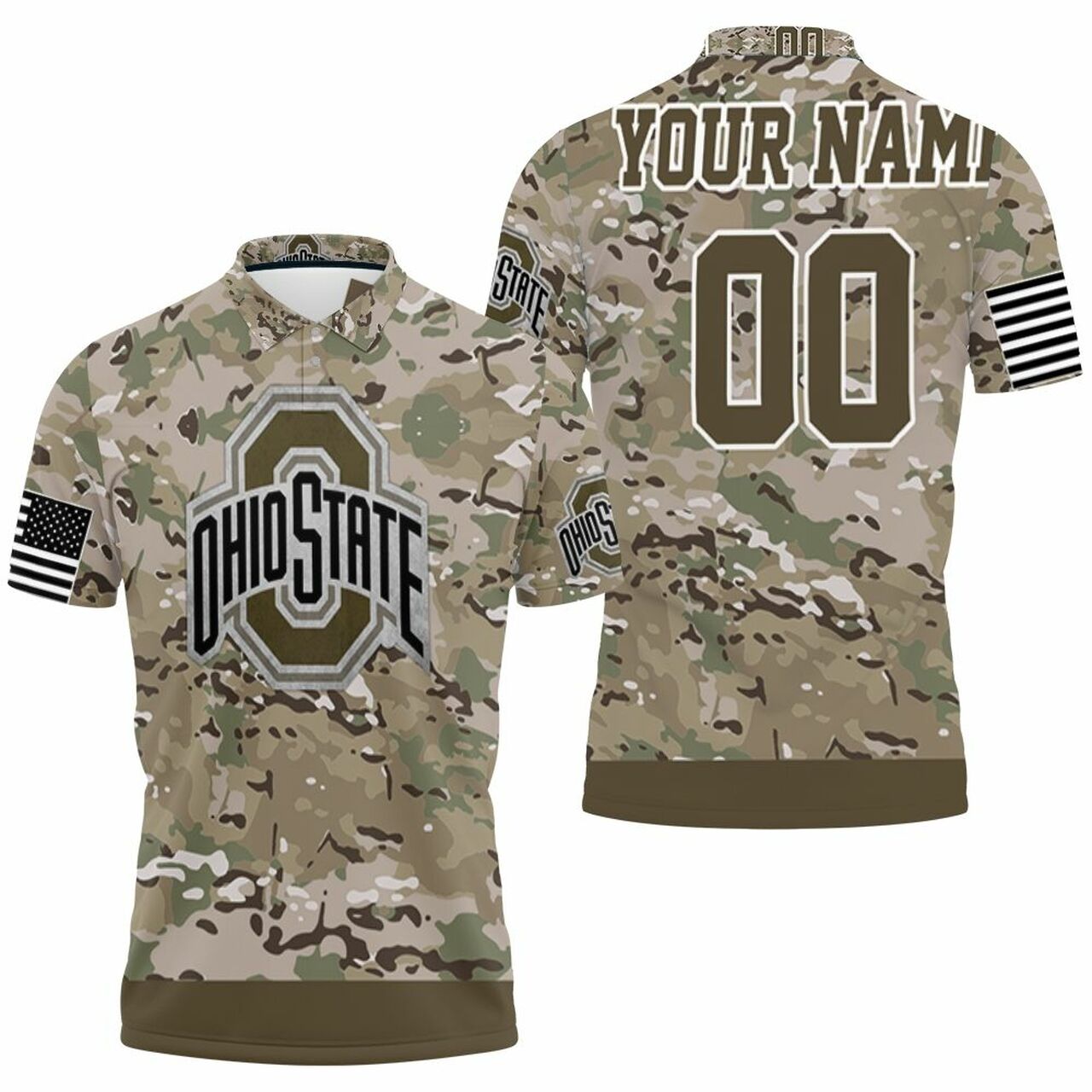 Ohio State Buckeyes Camouflage Veteran Personalized Polo Shirt - Bluefink