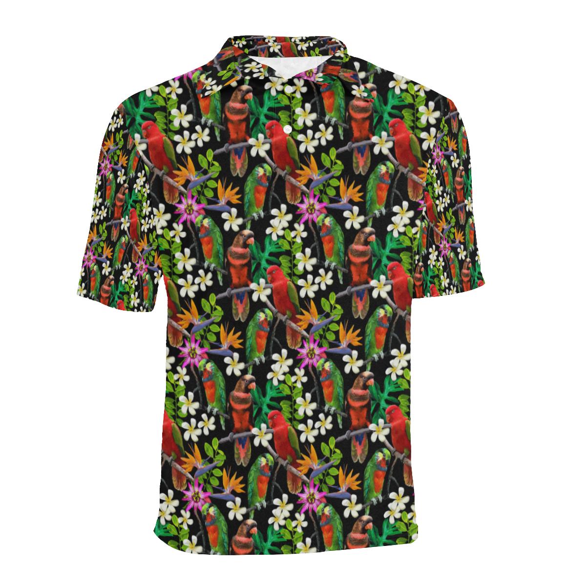Parrot Design Print Men Polo Shirt - Bluefink