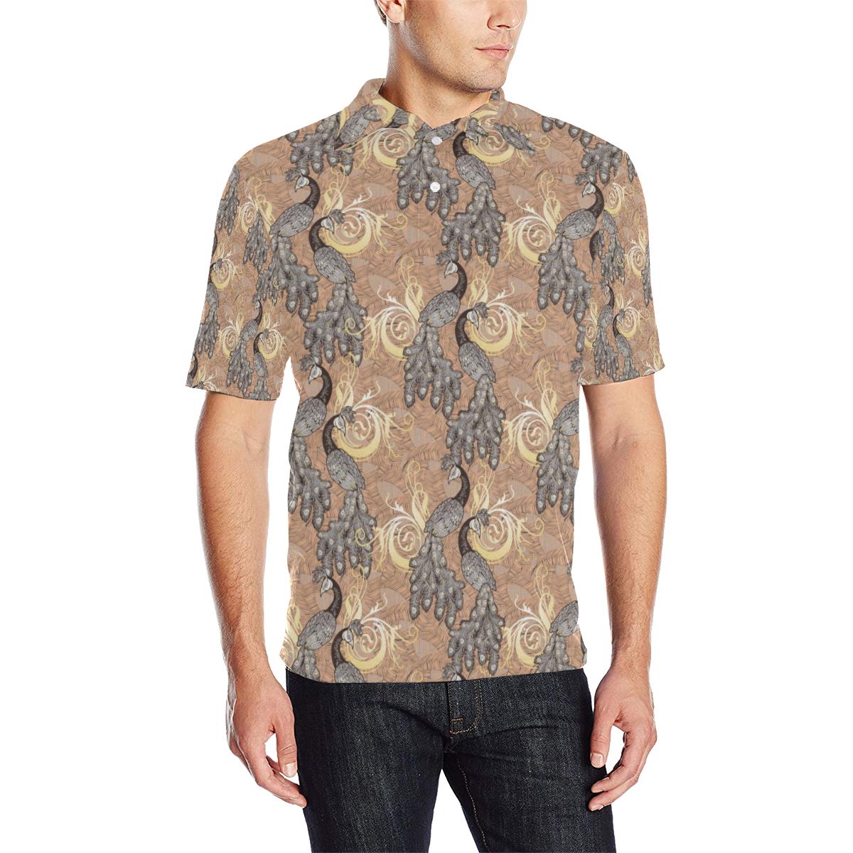 Peacock Pattern Print Design Men Polo Shirt 3D Polo Shirt - Bluefink