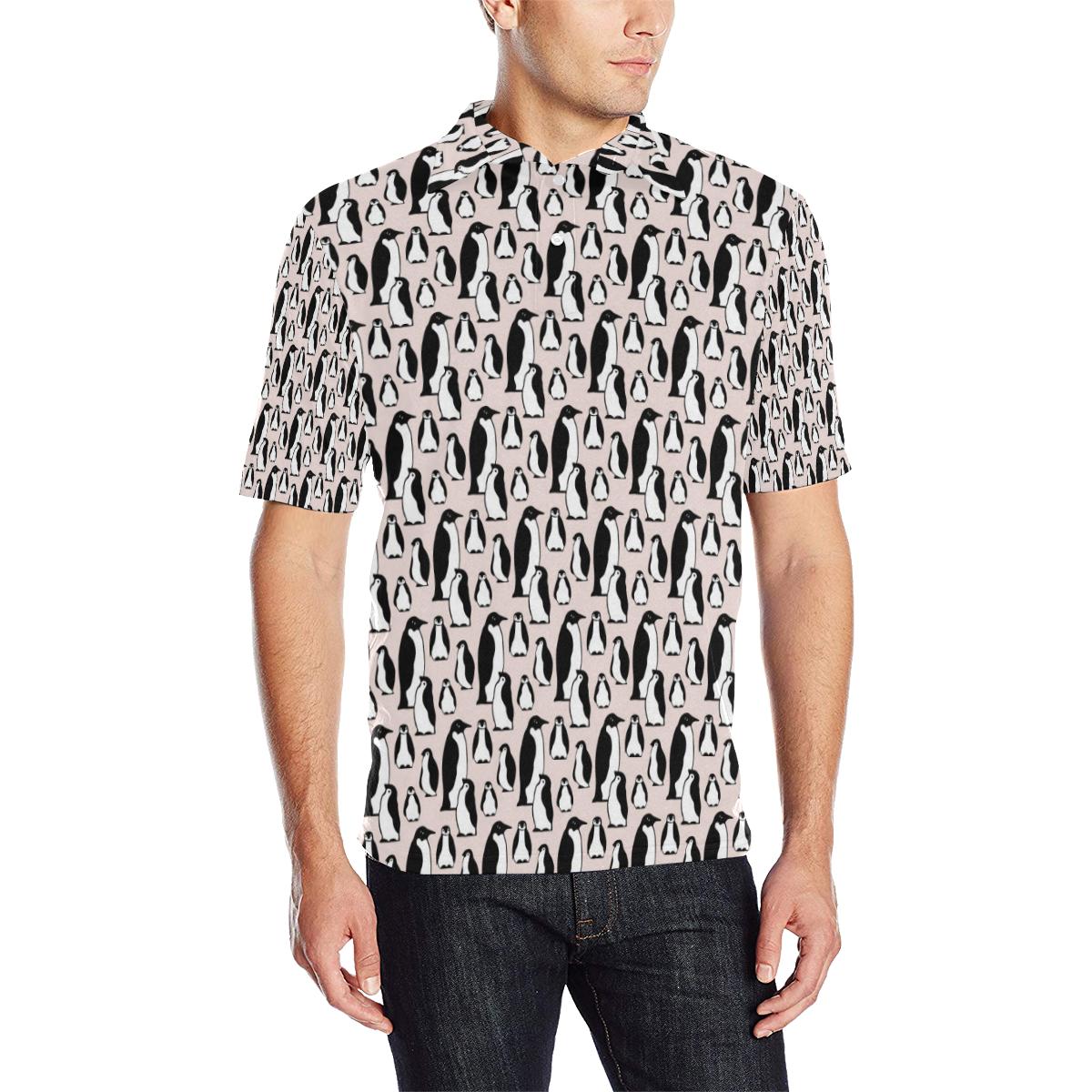 Penguin Themed Men Polo Shirt - Bluefink