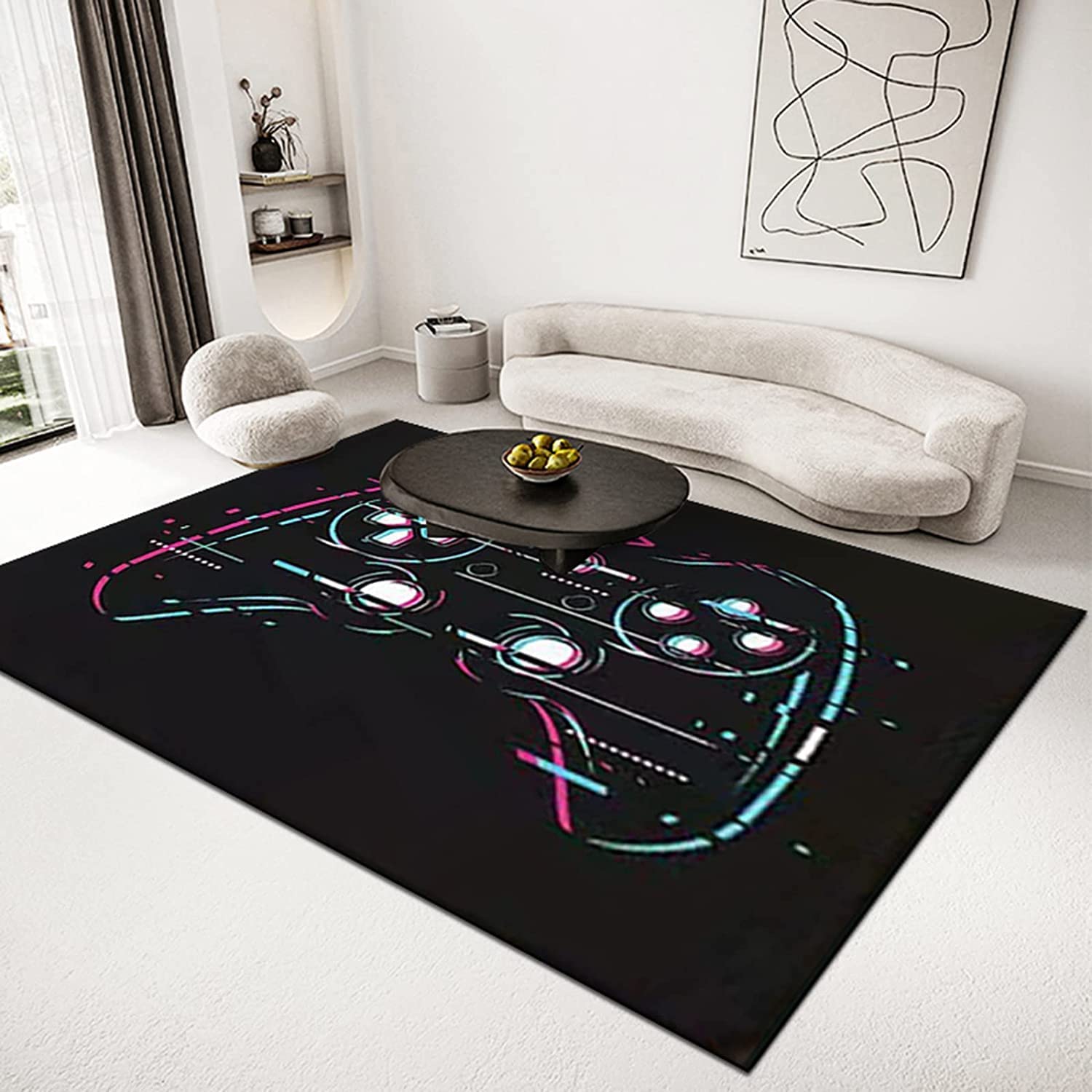 Personalized Boys Carpet with 3D Printed Black Gamer Gamepad Controller ...