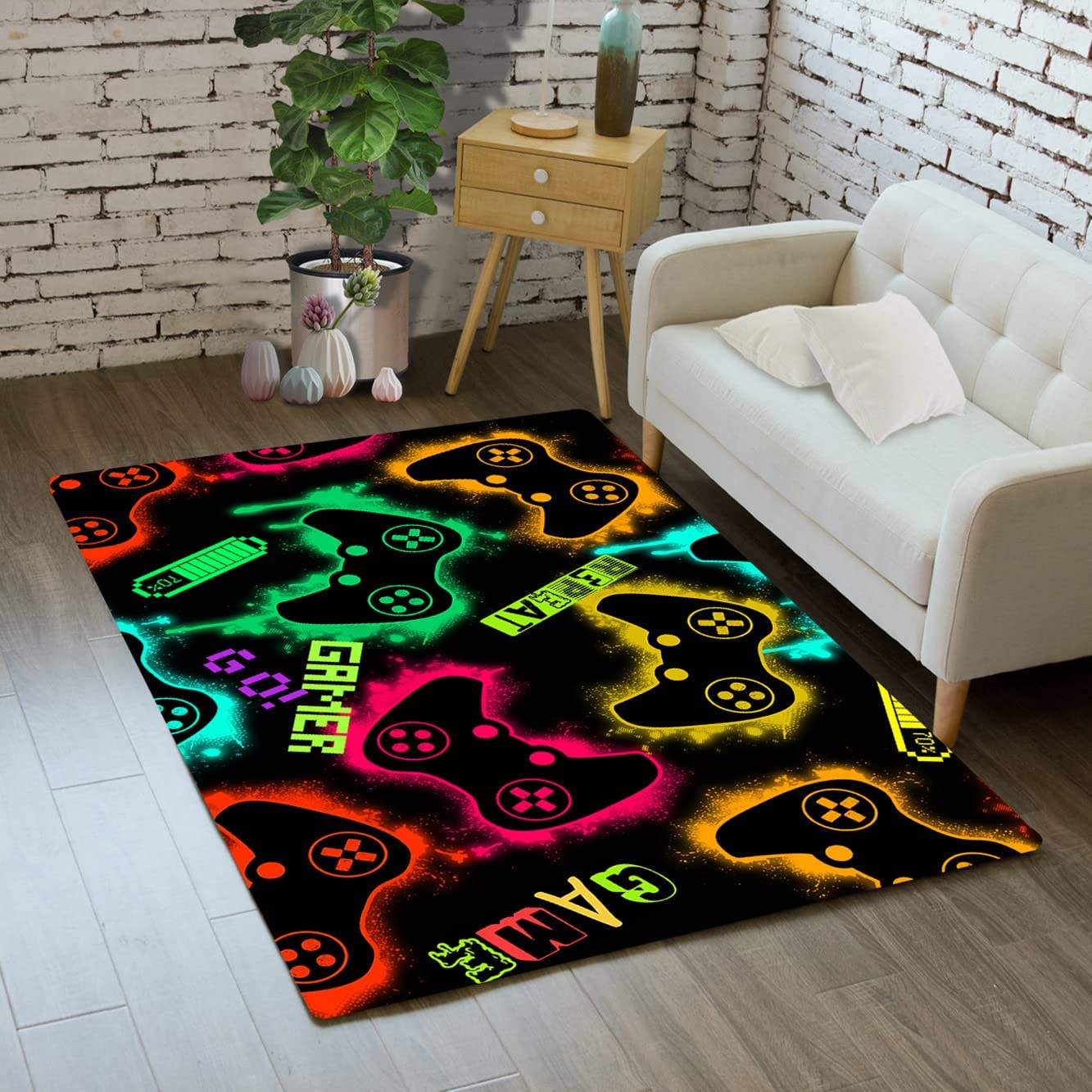 Personalized Gamepad Area Rugs for Gaming Room Decor with Crystal Floor ...
