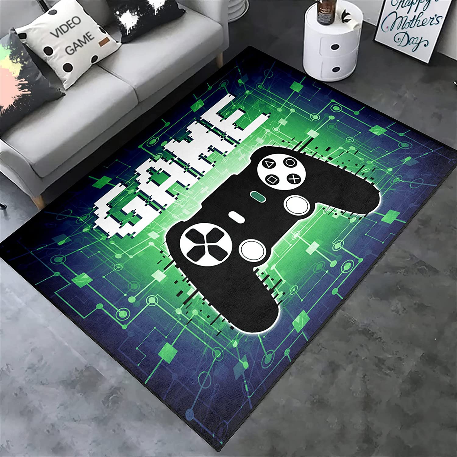 Personalized Gamer Rug for Bedroom, Boys Gaming Area Rug with Video ...