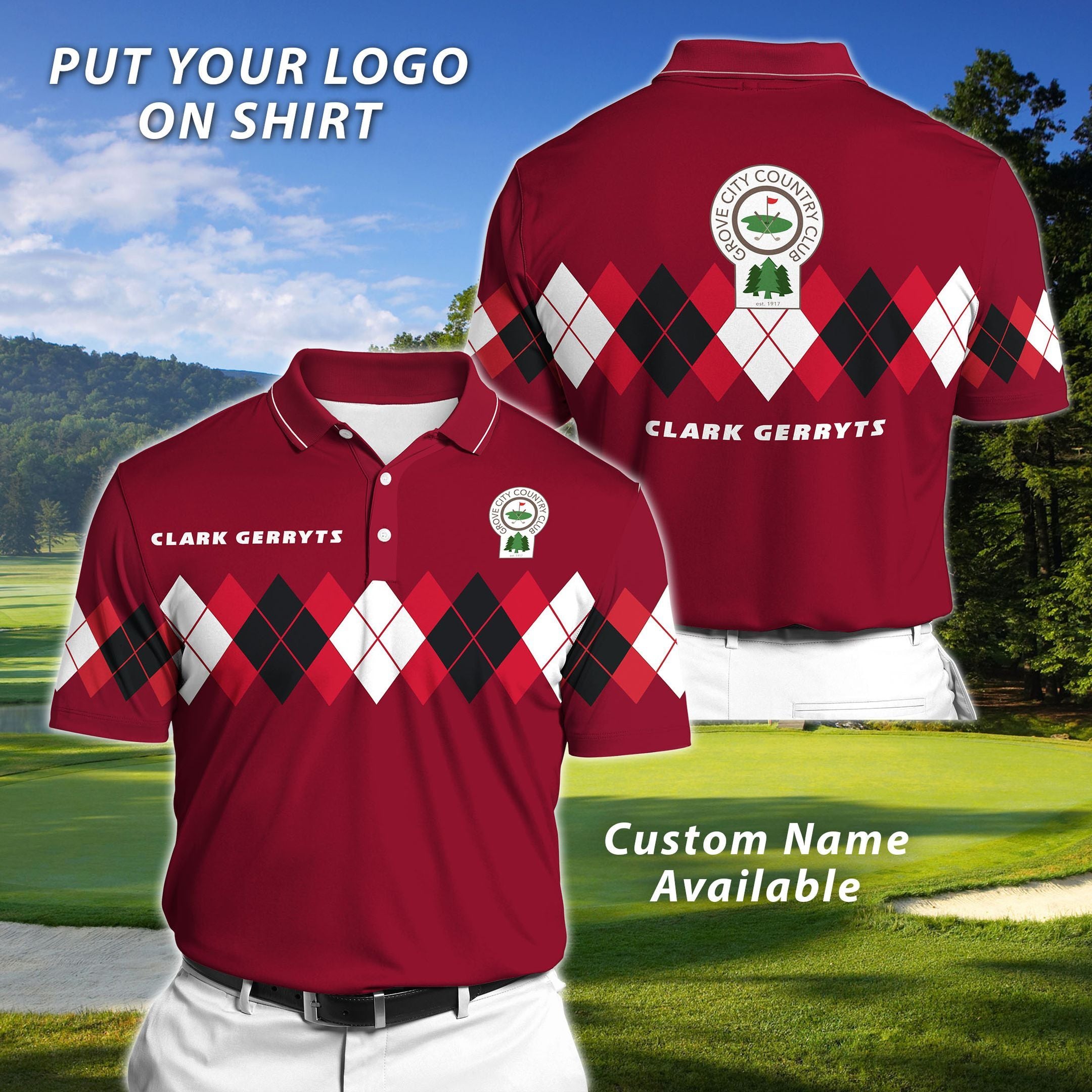 Personalized Golf Polo T-Shirt 3D Polo Shirt A8 - Bluefink